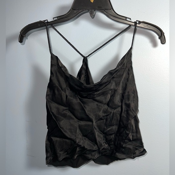 Zara | Tops | Zara Backless Silky Black Tank Top | Poshmark